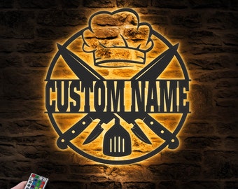 Custom Chef Logo Afcultures RGB Led Lights Metal Wall Art - Etsy