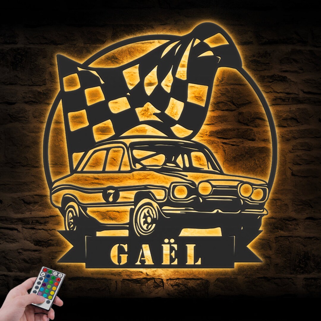 Custom Sport Car Garage Metal Wall Art LED Light Personalized Super Car ...