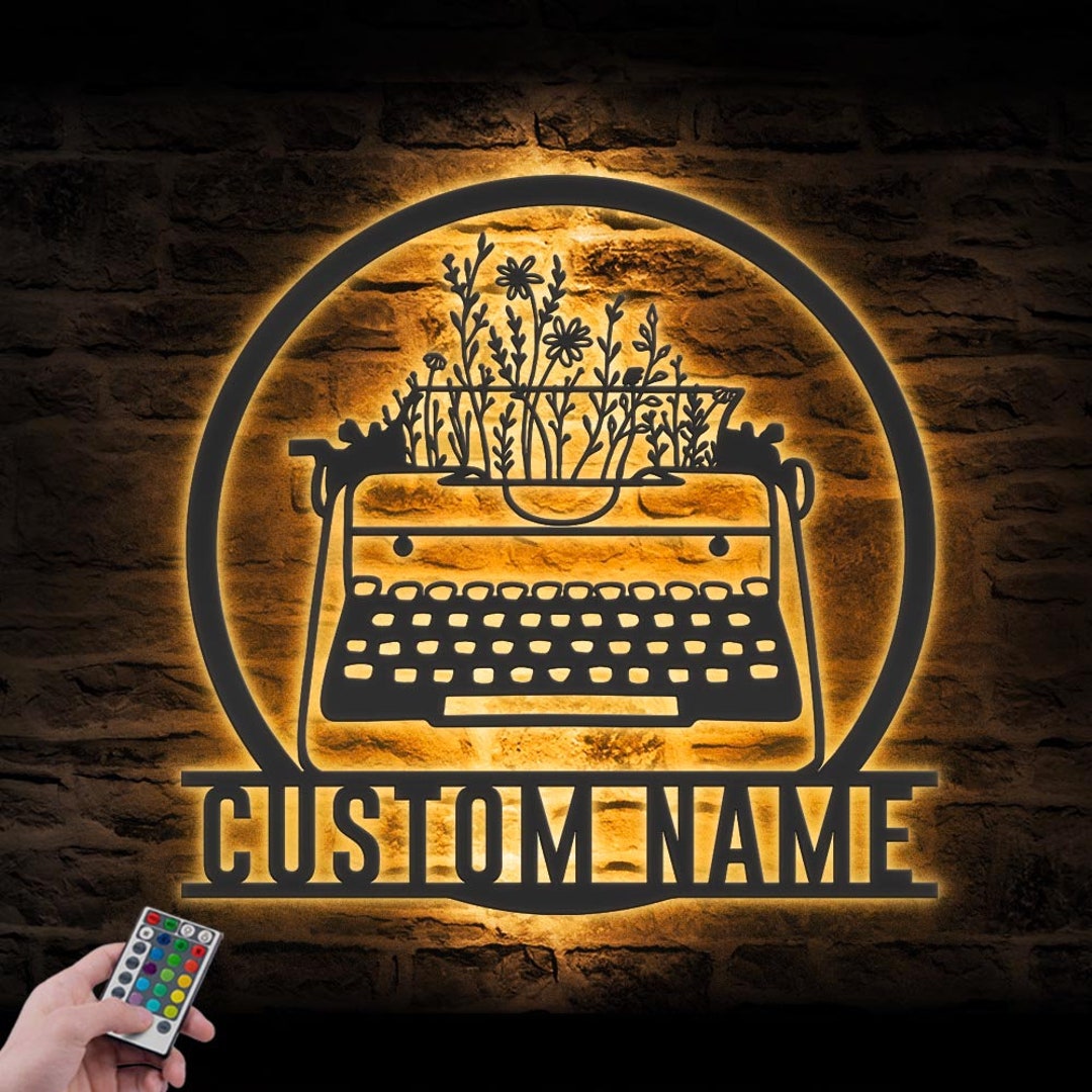 Custom Flower Book Writer Metal Wall Art LED Light Personalized Future ...