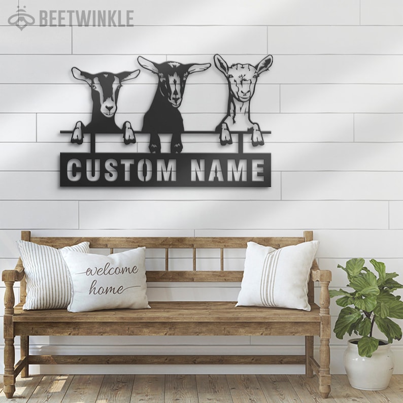 Custom Goat Farmhouse Metal Wall Art LED Light Personalized - Etsy