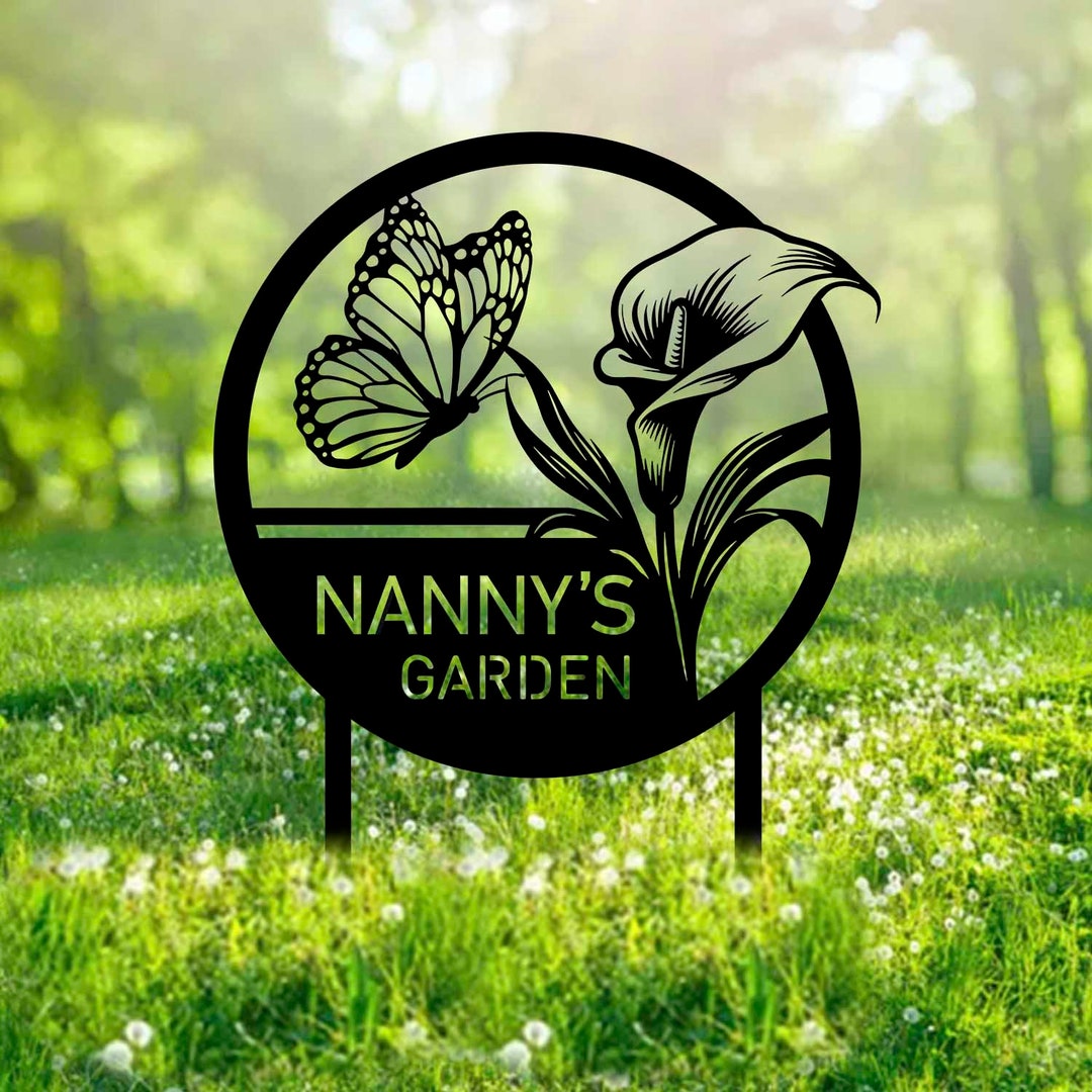 Custom Garden Name Metal Sign Personalized Calla Lily Flower Sign With ...