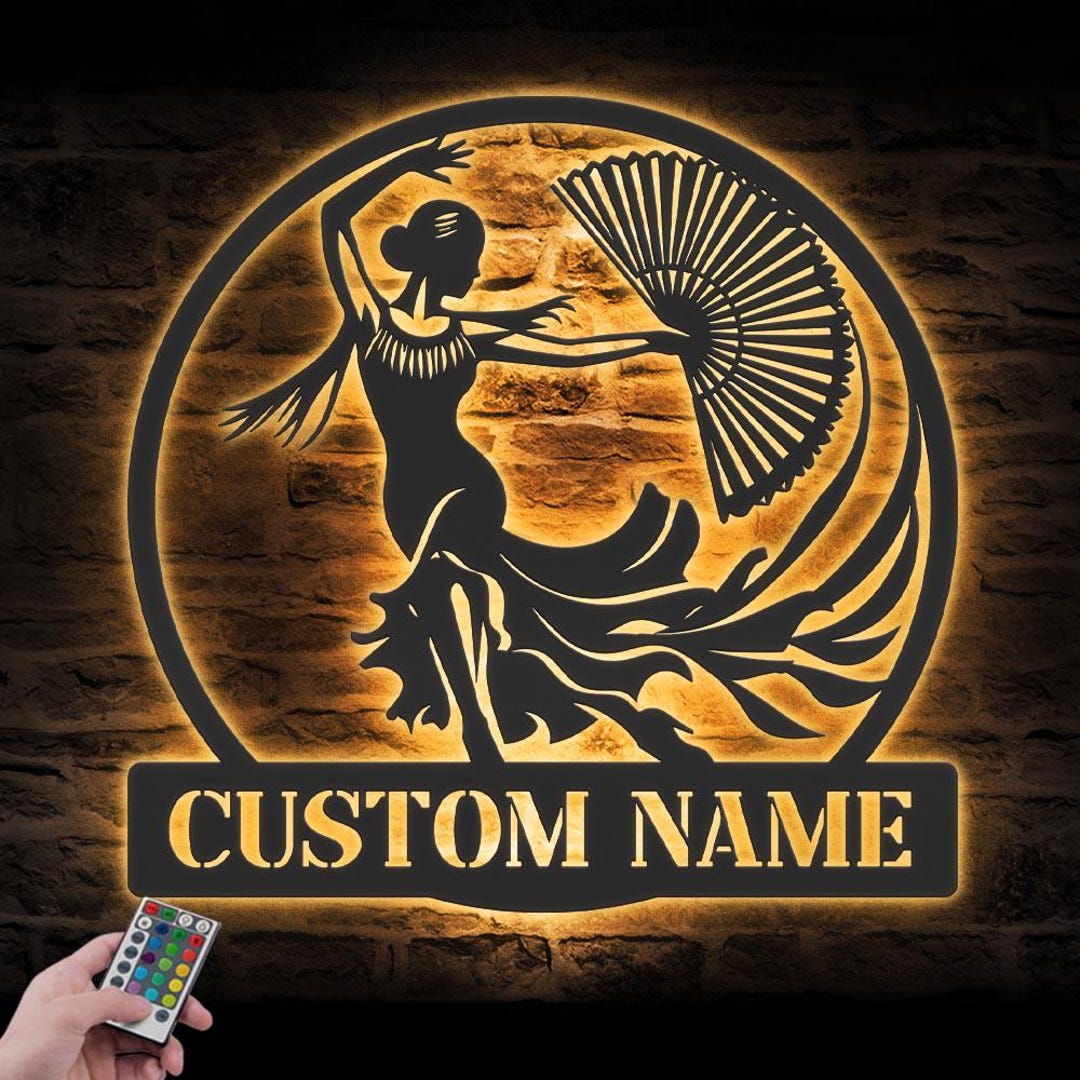 Custom Girl Flamenco Dancer Metal Wall Art LED Light Personalized ...