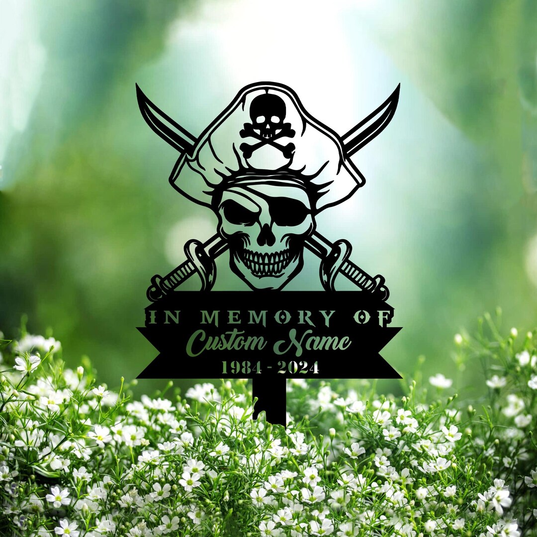 Custom Pirate Ship Metal Memorial Stake Personalized Skeleton Piracy ...