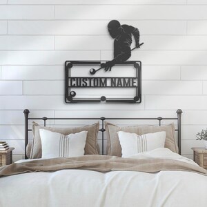 Custom Man Playing Billiards Metal Wall Art With LED Light Personalized ...