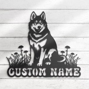 Custom Siberian Husky Metal Wall Art LED Light Personalized Dog Lover ...