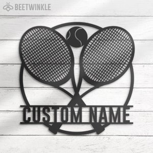 Custom Ball Racket Tennis Metal Wall Art LED Light Personalized Tennis ...