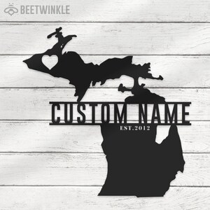 Custom Michigan Map Metal Wall Art LED Lights Personalized Michigan ...