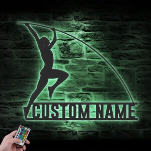 Custom Female Pole Vault Metal Wall Art LED Light Personalized Woman ...