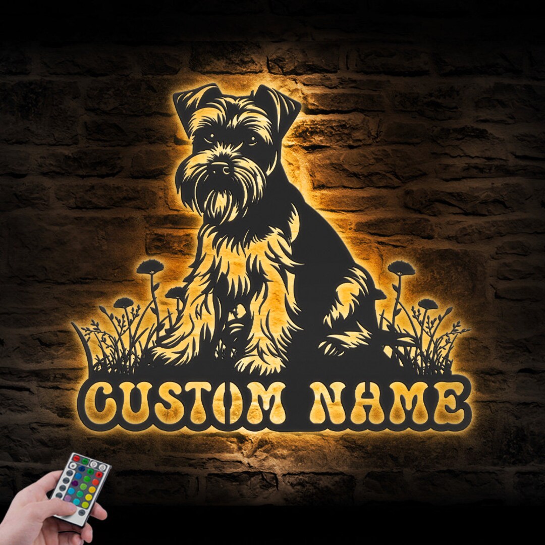 Custom Miniature Schnauzer Metal Wall Art LED Light - Etsy