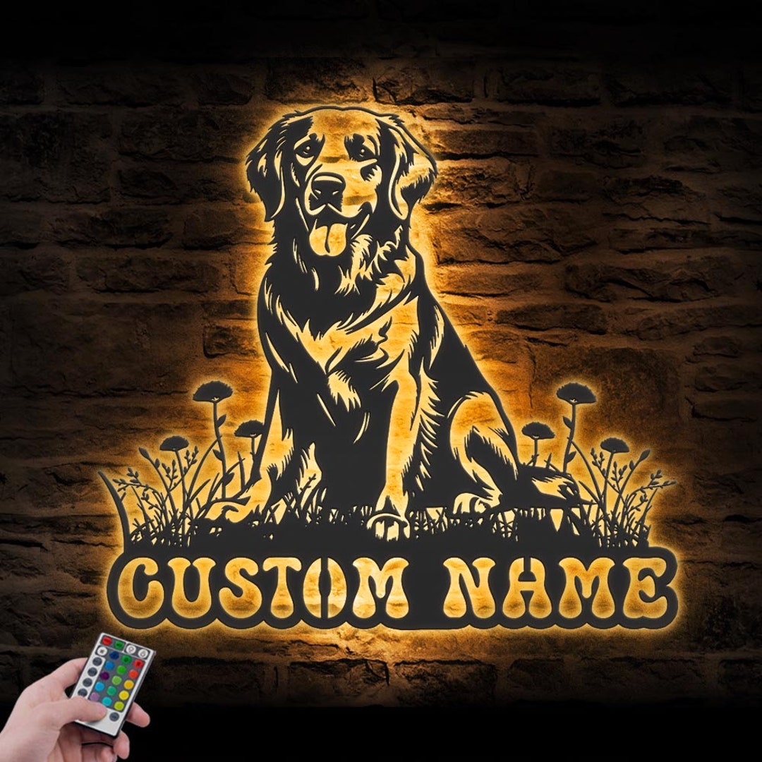 Custom Golden Labrador Metal Wall Art LED Light Personalized - Etsy