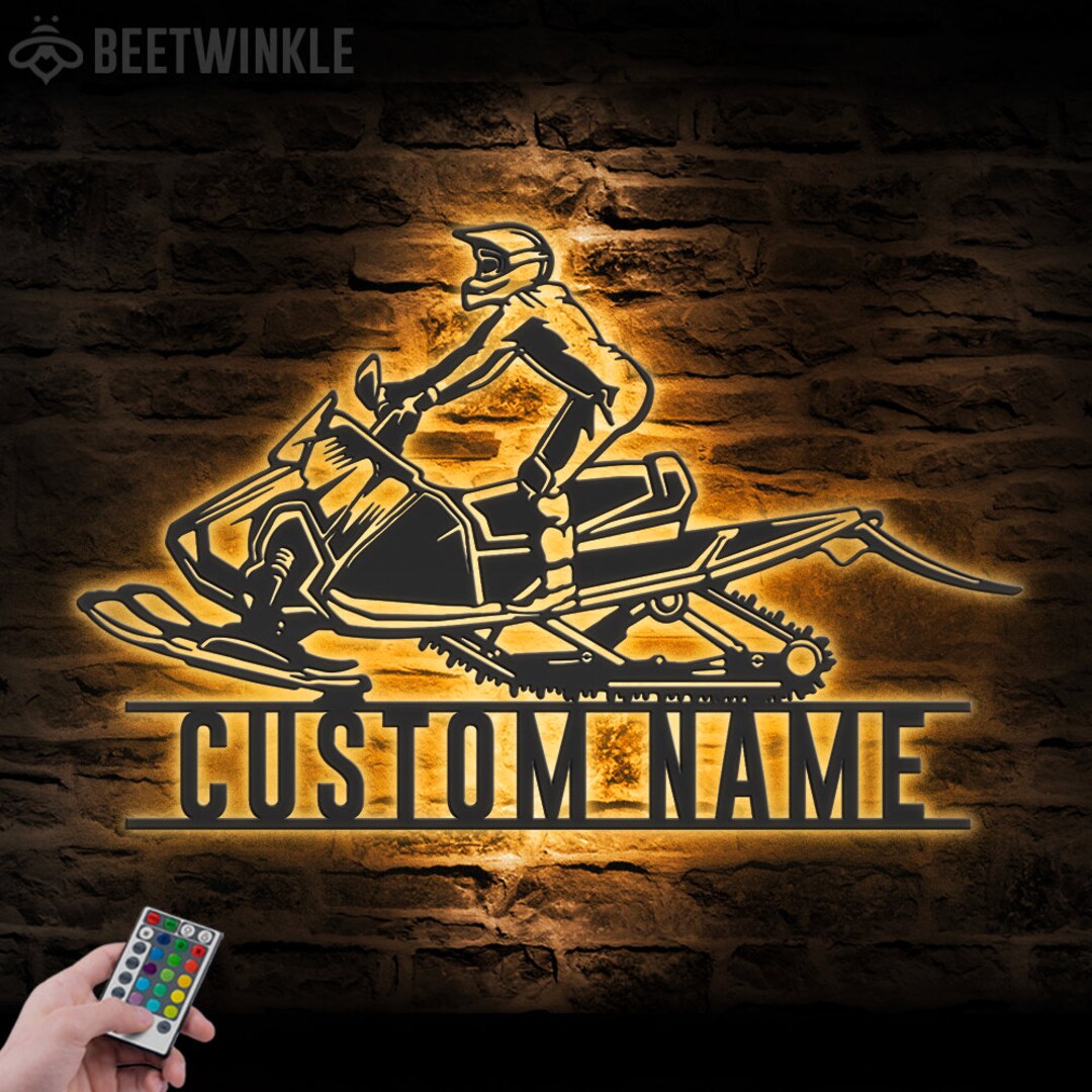Custom Snowmobile Metal Wall Art LED Light Personalized Ski-doo Name ...