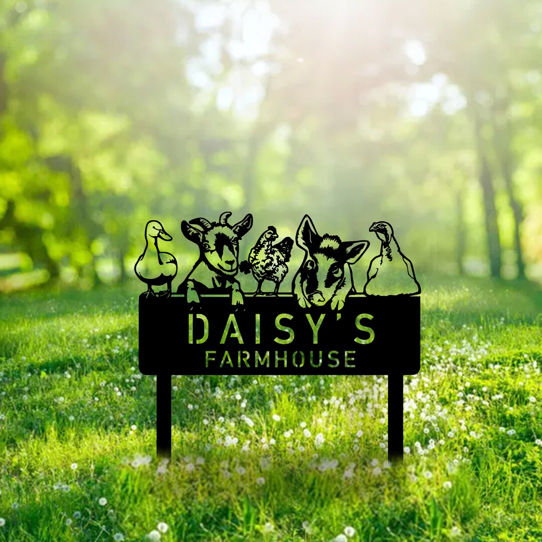 Custom Duck Goat Chicken Pig Turkey Farmhouse Garden Metal Sign ...