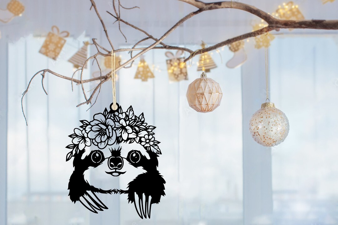 Head Sloth Metal Ornament Sloth Sign Sloth Christmas Ornament Christmas ...
