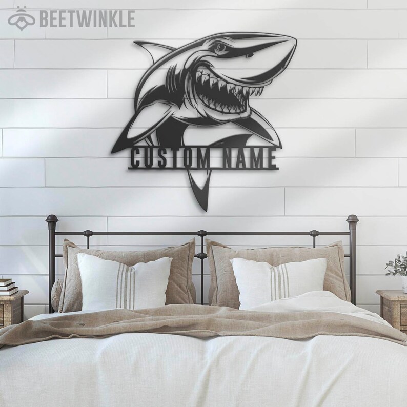 Custom Great White Shark Metal Wall Art LED Light Personalized - Etsy