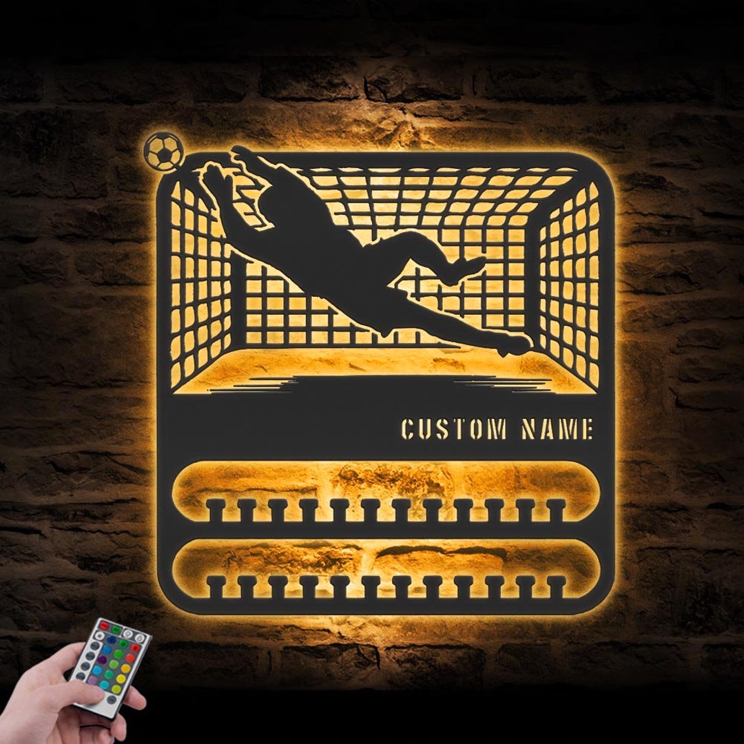 Custom Goalkeeper Goalie Soccer Medal Hanger With Led Light Medal ...