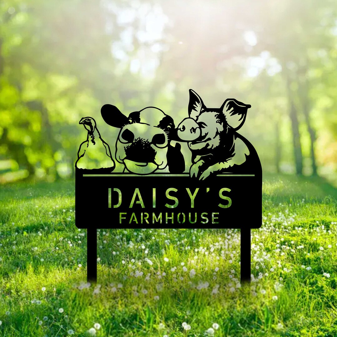 Custom Turkey Cow Pig Farmhouse Garden Metal Sign Personalized Animals ...