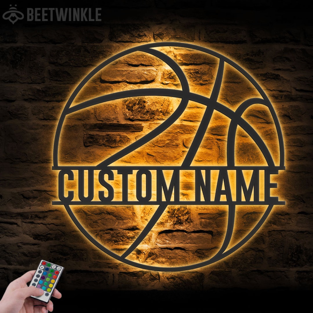 Custom Basketball Metal Wall Art LED Light Personalized Player Lover ...