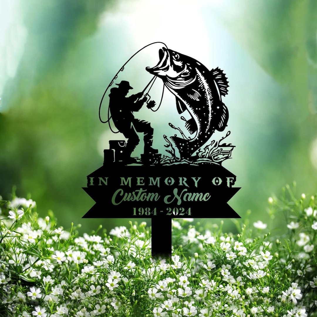 Custom Bass Fishing Metal Memorial Stake Personalized Fisherman ...