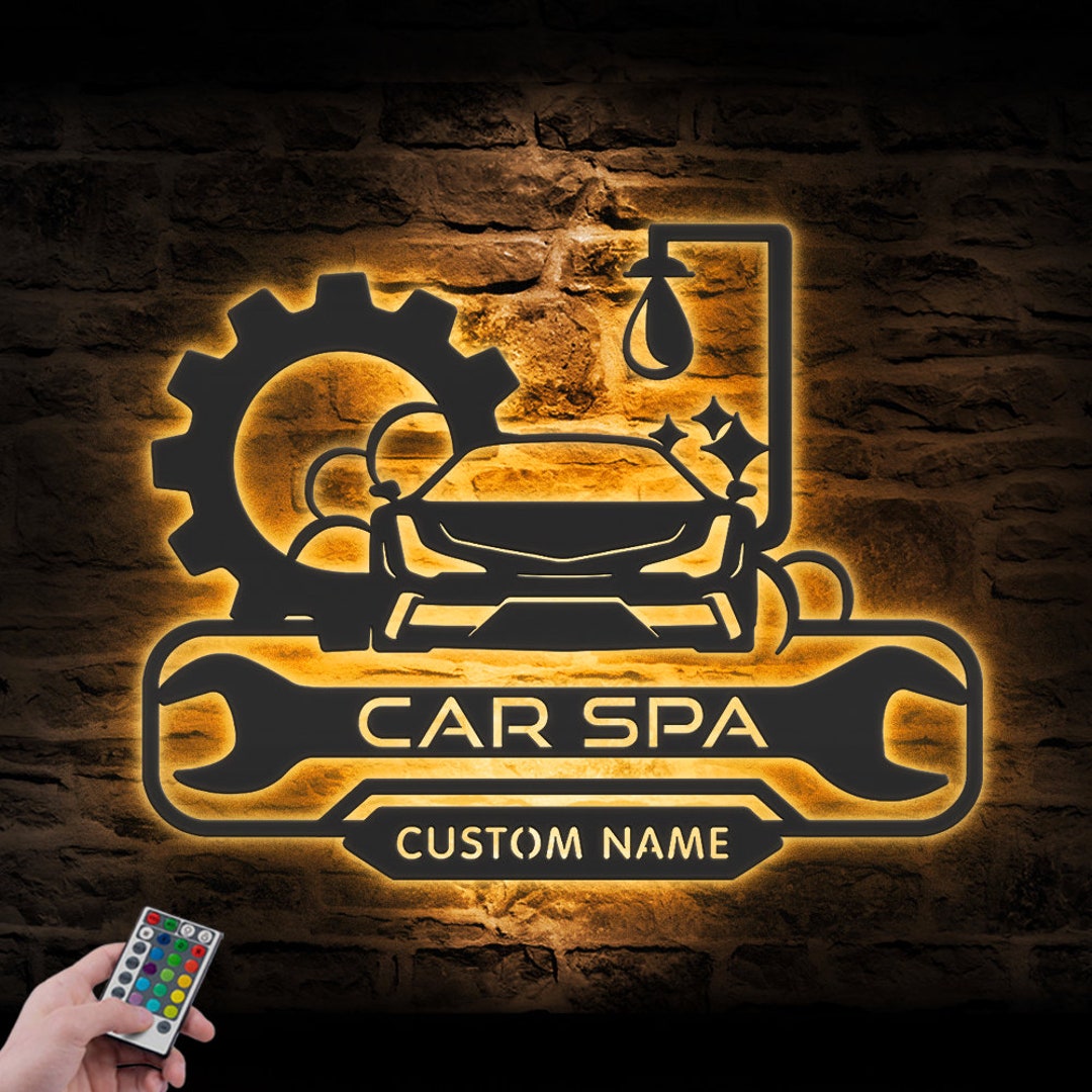 Custom Auto Polish Detailing Car Wash Metal Wall Art LED Light ...