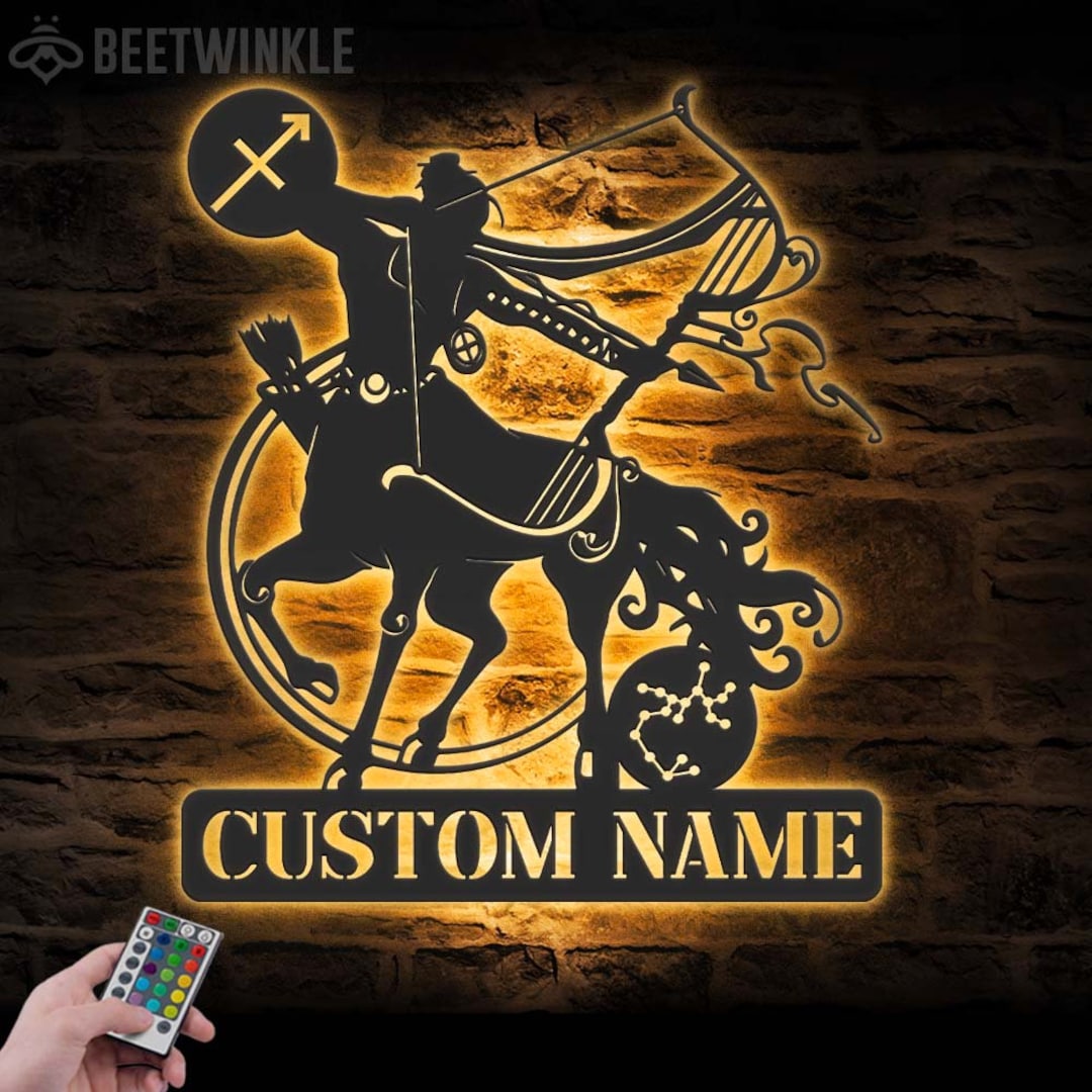 Custom Sagittarius Zodiac Symbol Constellation Star Metal Wall Art LED ...