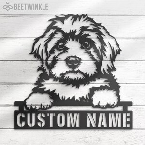 Custom Peeking Cavapoo Metal Wall Art LED Light Personalized Cavoodle ...