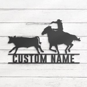 Custom Western Cowboy Cattle Roping Metal Wall Art LED Light ...
