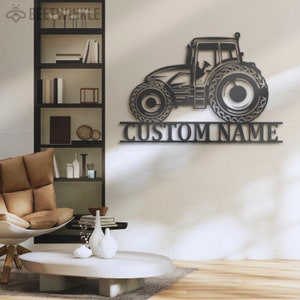 Custom Tractor Driver Metal Wall Art LED Light Personalized Farm ...