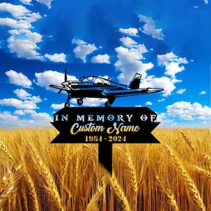 Custom Pilot Metal Memorial Stake Personalized Aircraft Grave Marker ...