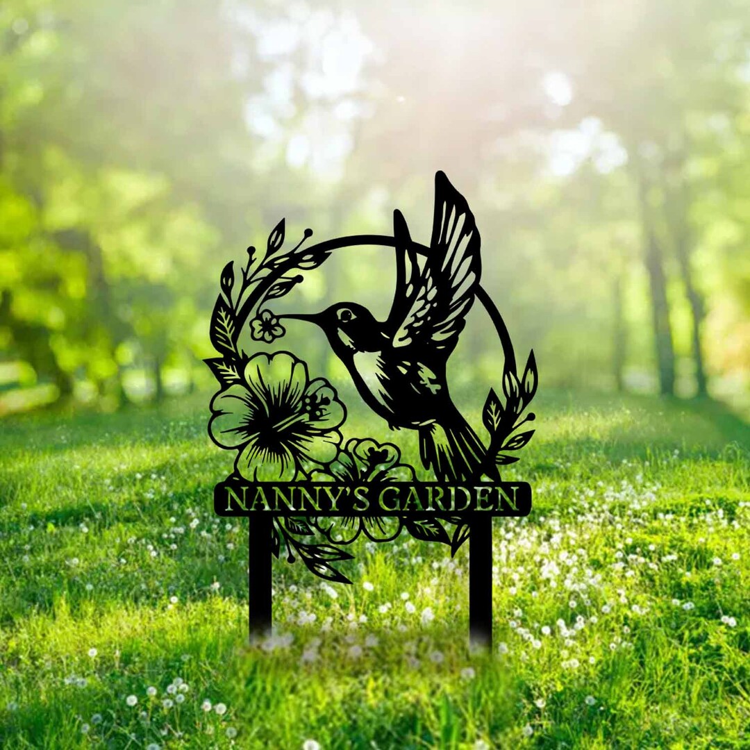Custom Hummingbird Metal Garden Decor Personalized Bird With Stake ...
