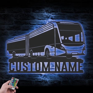 Custom Airport Bus Driver Metal Wall Art LED Light Personalized Air ...