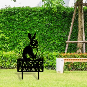 Custom Rabbit Metal Memorial Garden Stake Personalized Pet Grave Marker ...
