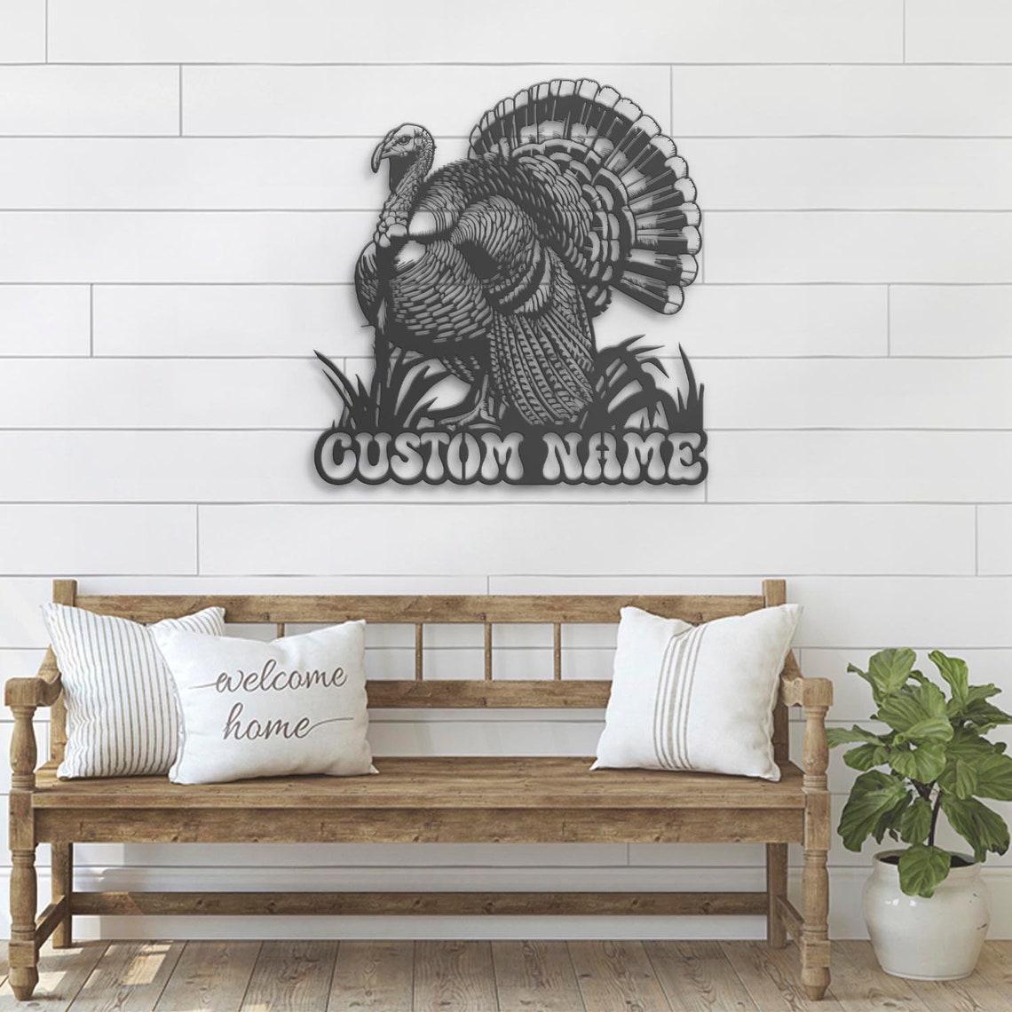 Custom Wild Turkey Farmhouse Metal Wall Art LED Light Personalized ...