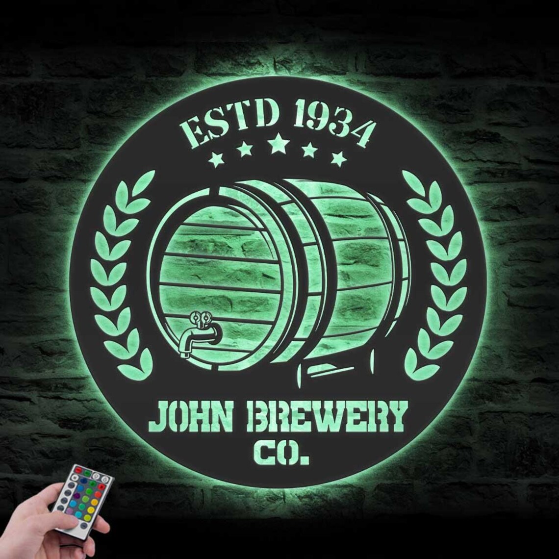 Custom Beer Bar Metal Wall Art LED Light Personalized Brewing Company ...