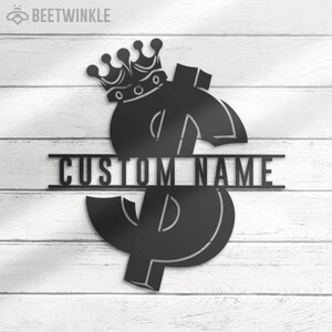 Custom Dollar Money Symbol Metal Wall Art LED Light Personalized ...