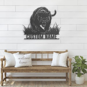 Custom Panther Metal Wall Art LED Light Personalized Wild Animal Lover ...