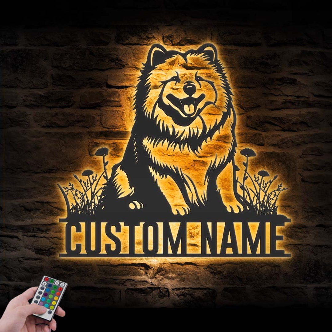 Custom Samoyed Metal Wall Art LED Light Personalized Dog Lover Name ...