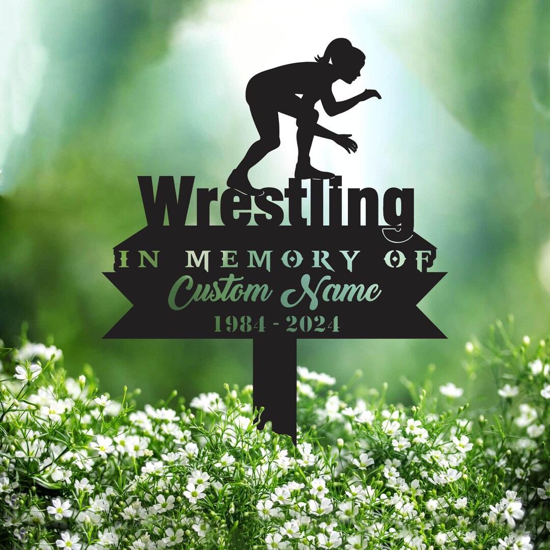Custom Wrestling Metal Memorial Stake Personalized Wrestler Grave ...
