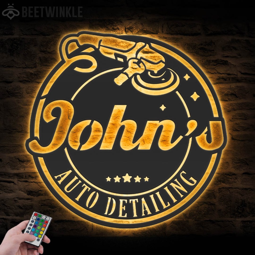 Custom Auto Polish Detailing Car Wash Metal Wall Art LED Light ...