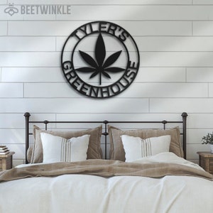 Custom Weed Metal Wall Art LED Light Personalized Marijuana Name Sign ...