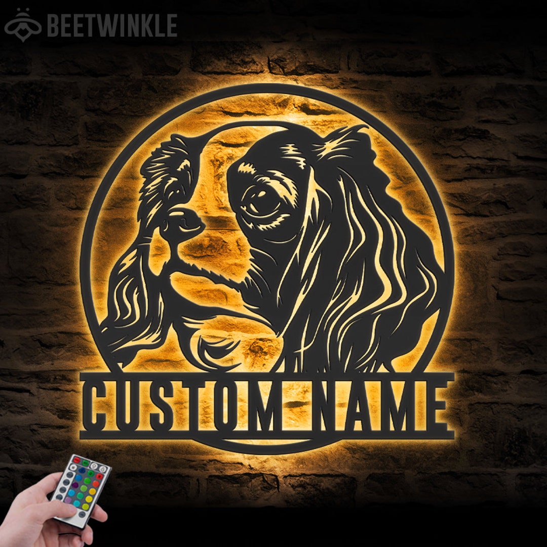 Custom Cavalier King Charles Spaniel Metal Wall Art LED Light ...