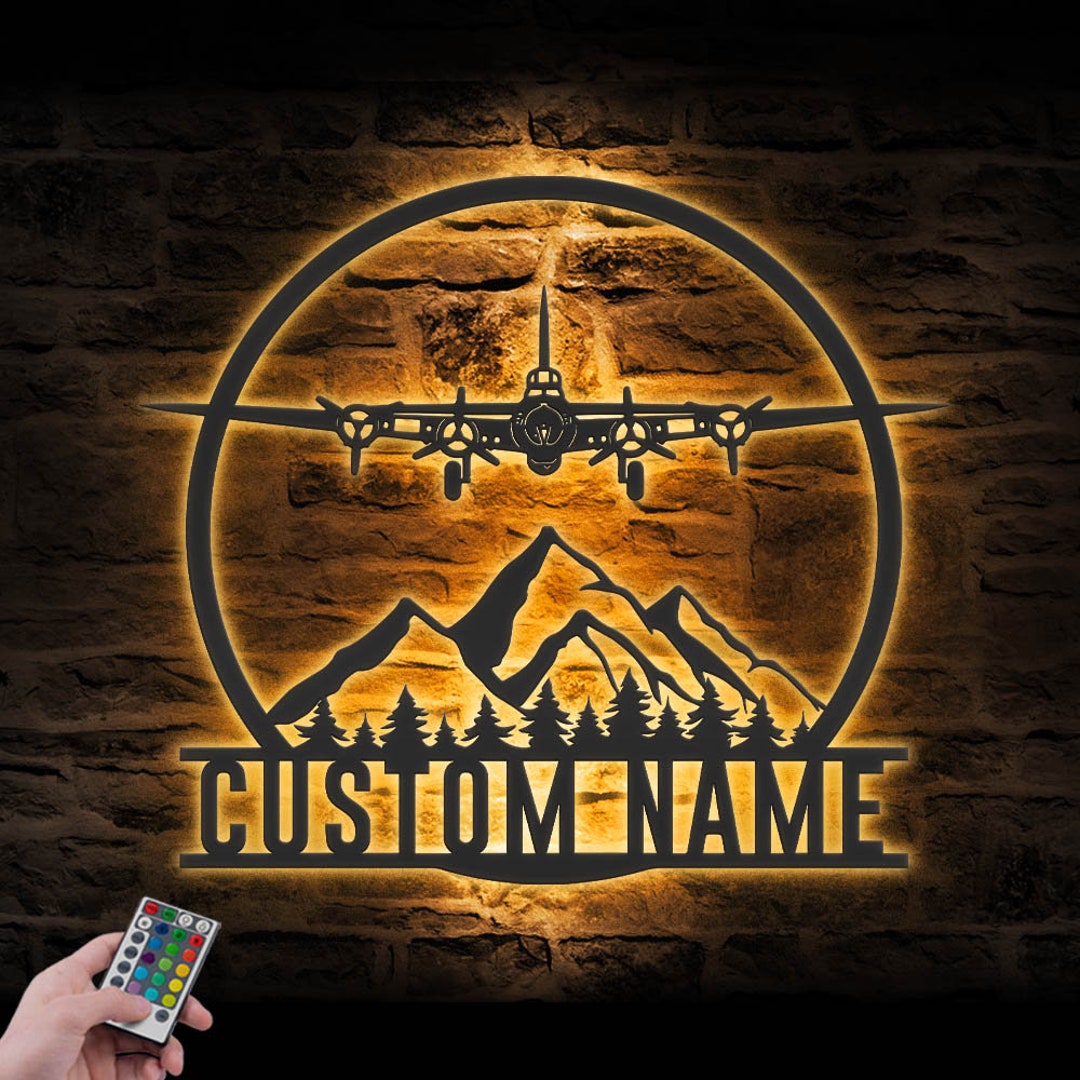 Custom Fighter Jet Pilot Metal Wall Art LED Light Personalized Aircraft ...