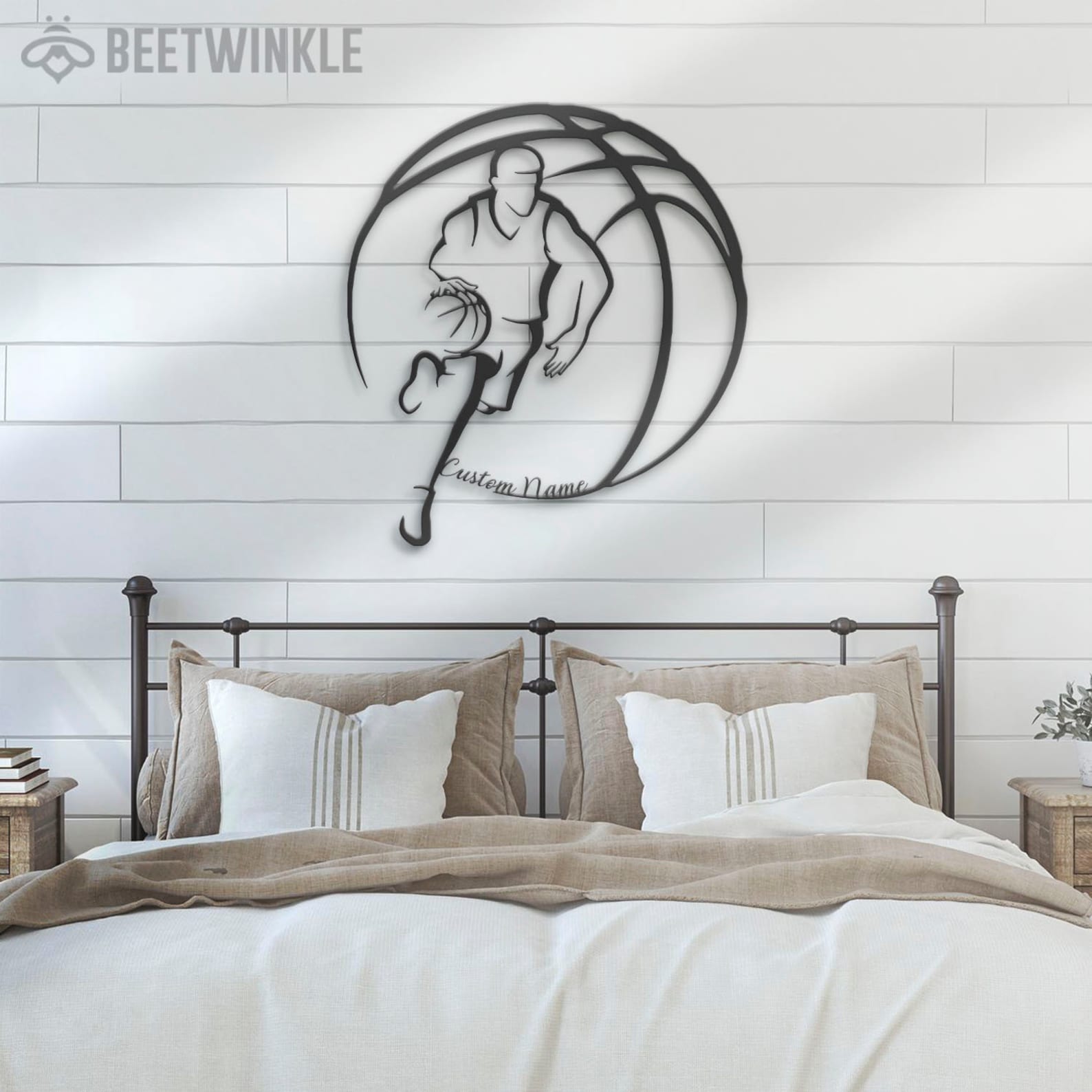Custom Basketball Metal Wall Art LED Light Personalized Player Lover ...