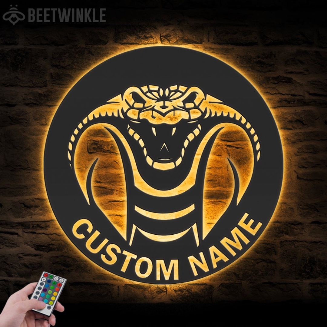 Custom King Cobra Snake Metal Wall Art LED Light Personalized Cobra ...