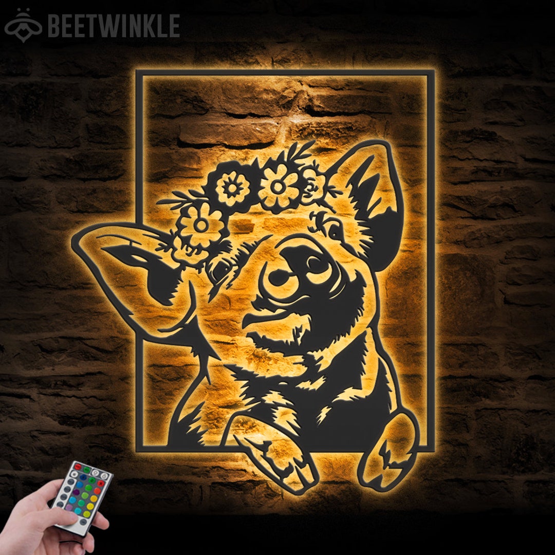 Funny Pig Farmhouse Metal Wall Art LED Light Pig Farm Livestock Sign ...