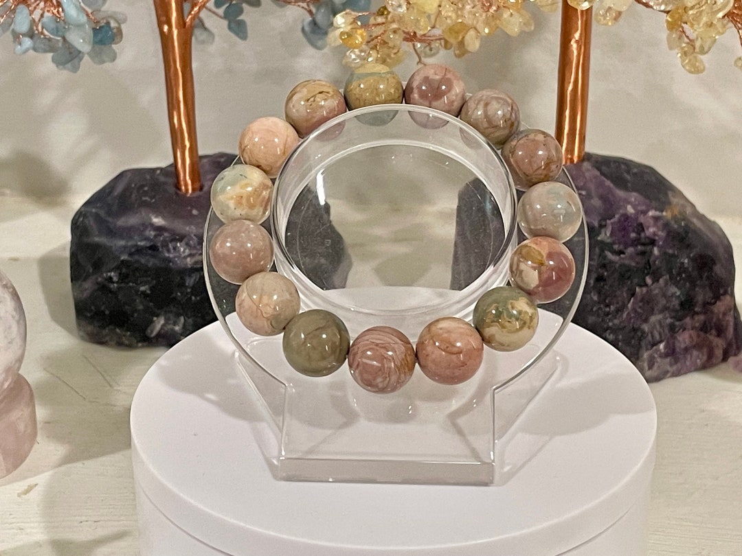 Stunning 14mm Cracked Rock Alashan Stretch Bracelet Unique Gemstone ...