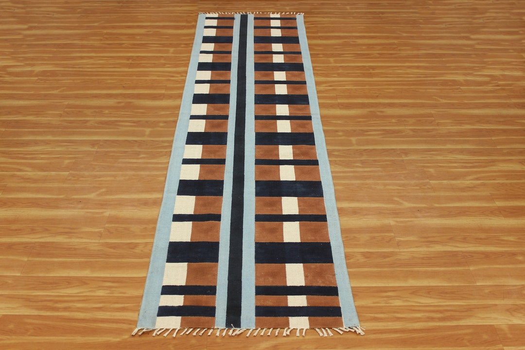 Black and Navy Blue Kitchen Rug Cotton Rug Bohemian Style Rug Indian ...