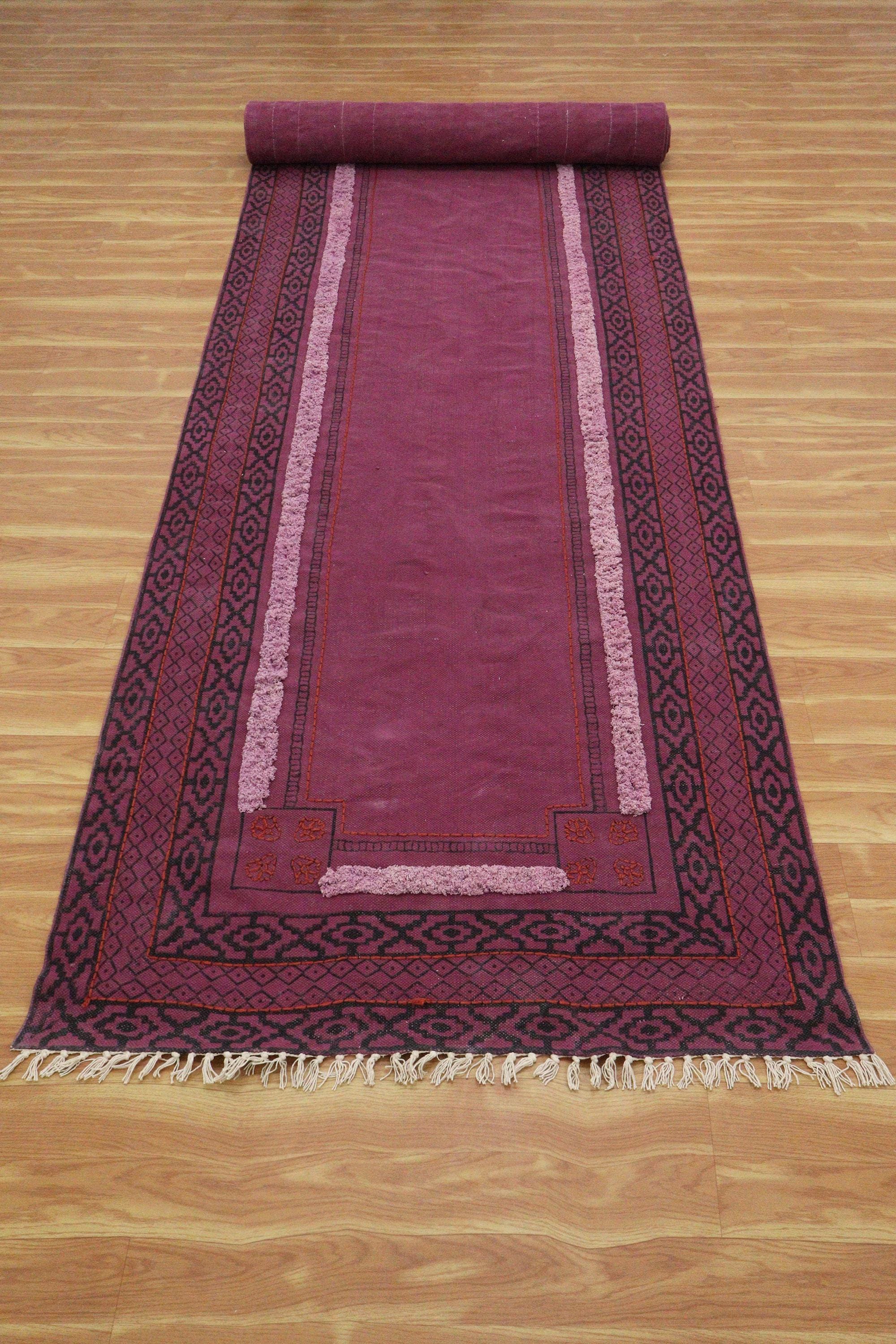Purple Cotton Hallway Runner Rug, Handwoven Boho Area Rug - Etsy