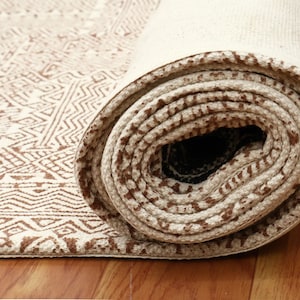 Beige and Black Hallway Stair Runner Handwoven Cotton Rug Custom Area ...