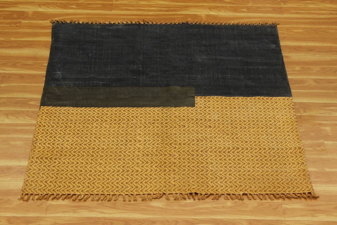 Brown Square Rug Block Printed Cotton Rug Square Dining Room Rug ...