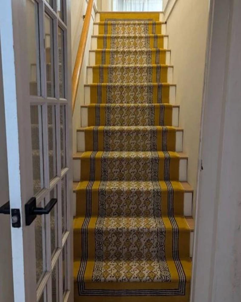 Large Stair Runner Rug Hand Block Printed Cotton Rug Hallway Runner Rug ...